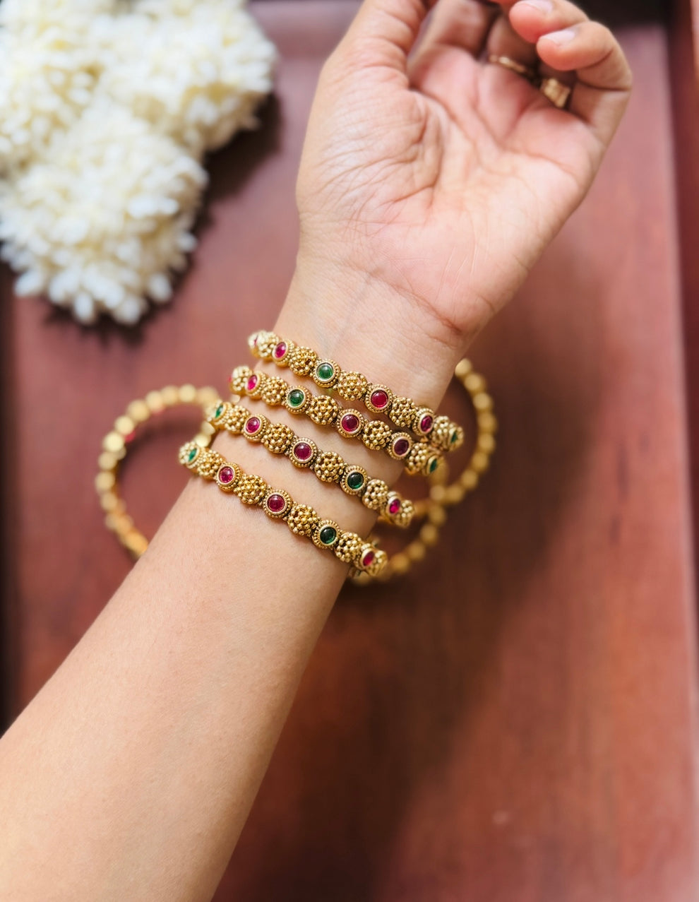 kemp ruby green bangles – Shrishti Jewels