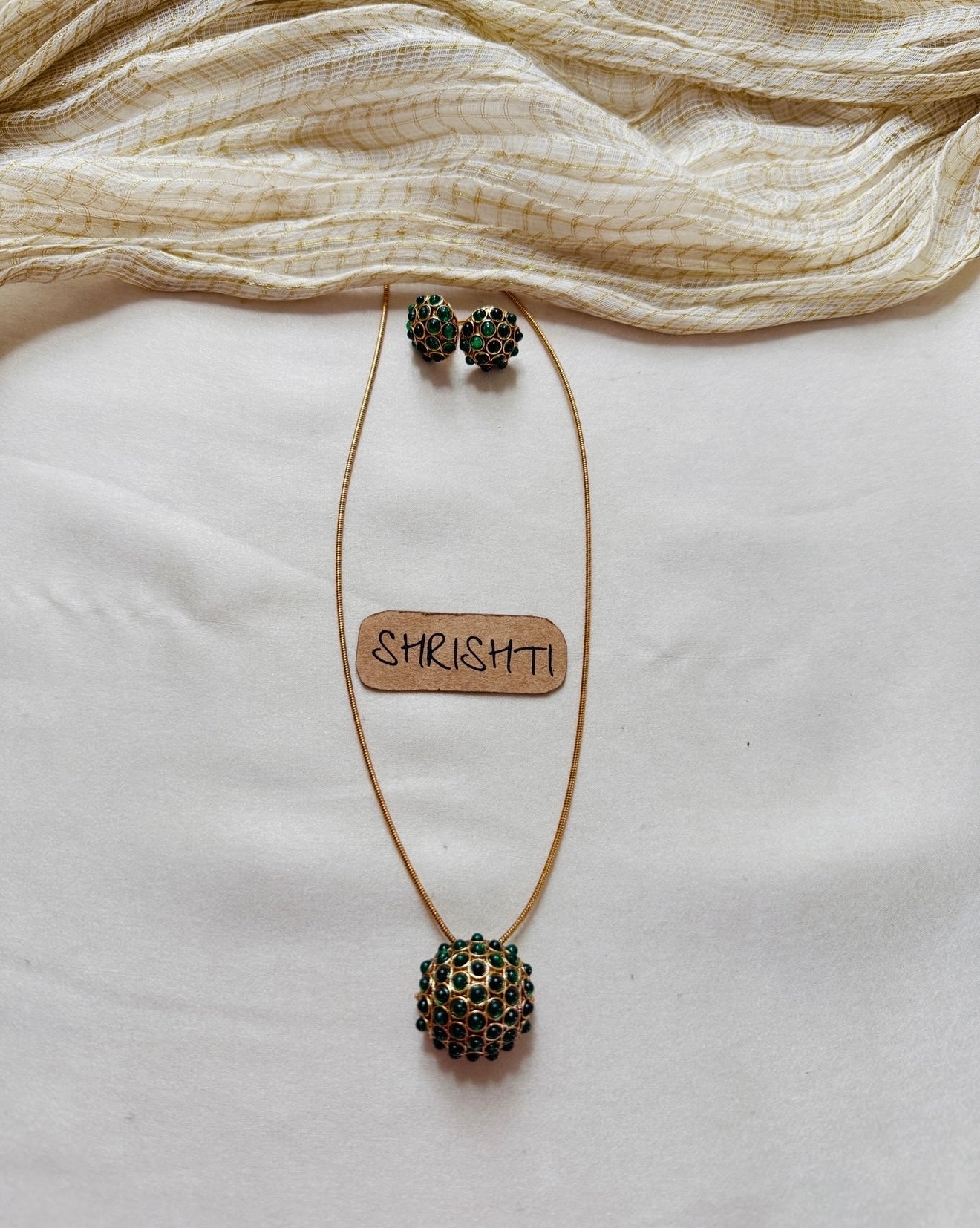 round kemp chain green – Shrishti Jewels